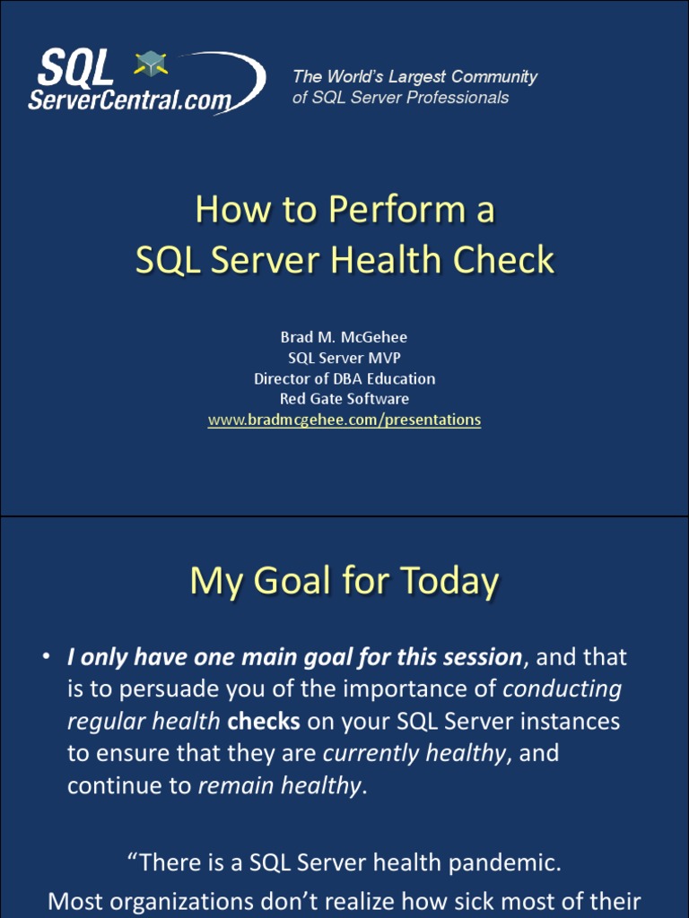 How To Perform A SQL Server Health Check SQLConnections | PDF ...