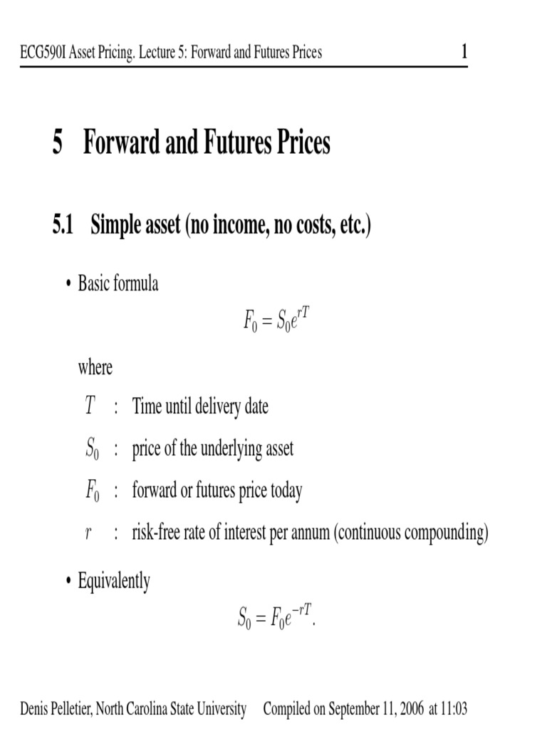 Forward and Futures Pricing Formulas | PDF | Futures Contract | Arbitrage