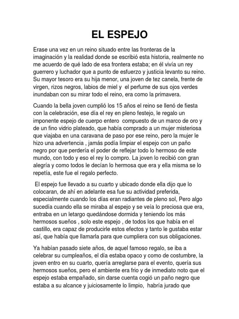 Cuento No 08....... El Espejo | PDF | Espejo | Ocio