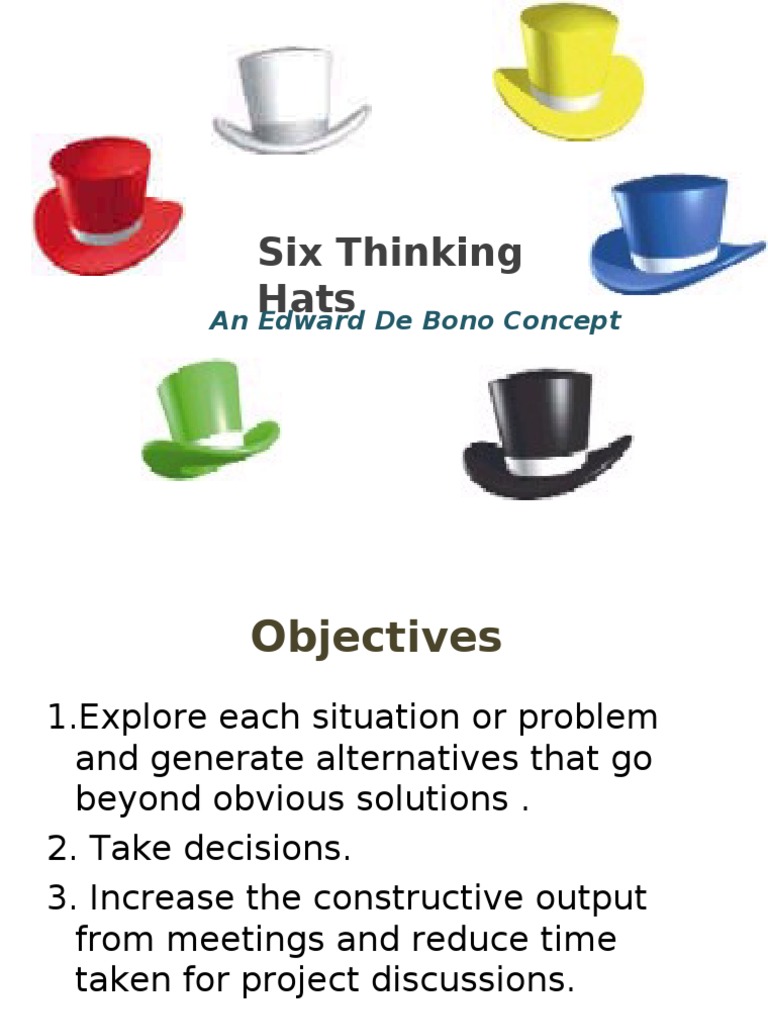 6 Thinking Hats- ppt | Psychological Concepts | Psychology & Cognitive ...