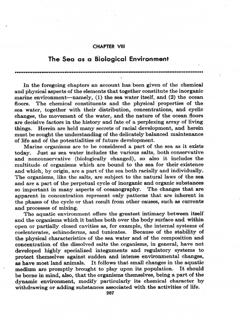 Sea As Biological Environment Pdf Littoral Zone Osmosis