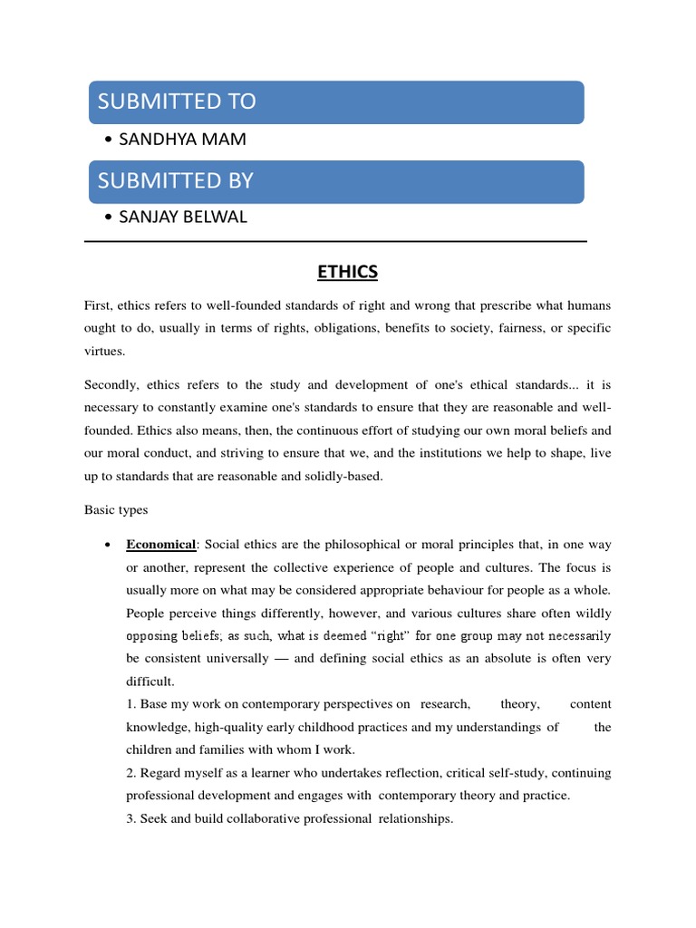 Submitted To: - Sandhya Mam | PDF | Morality | Early Childhood Education