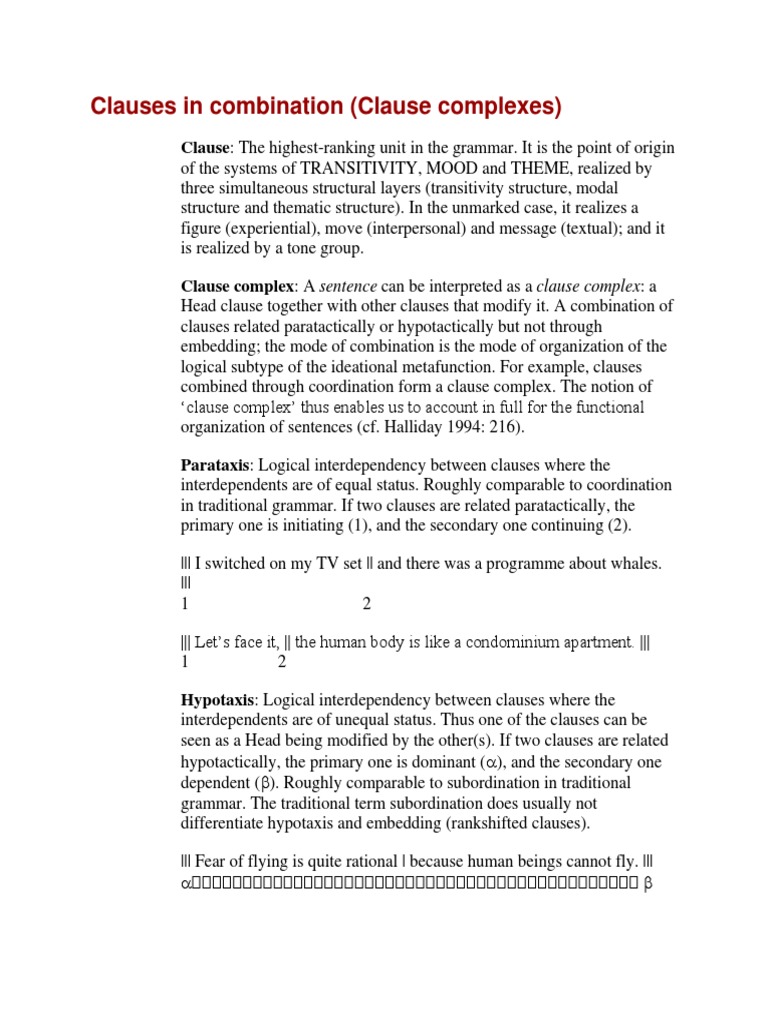 Clauses in Combination | Download Free PDF | Linguistics | Grammar