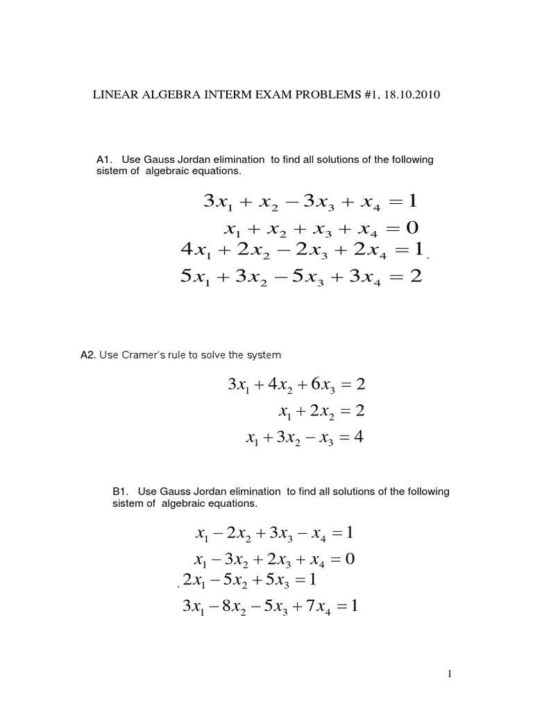 Linear Algebra Exam Problems 2010 | PDF | Teaching Methods & Materials