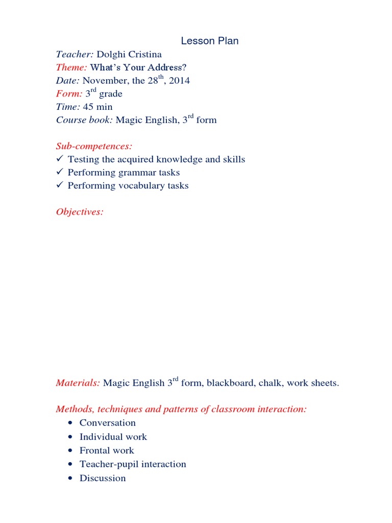 Learn Your Address in English | PDF | Lesson Plan | Reading (Process)