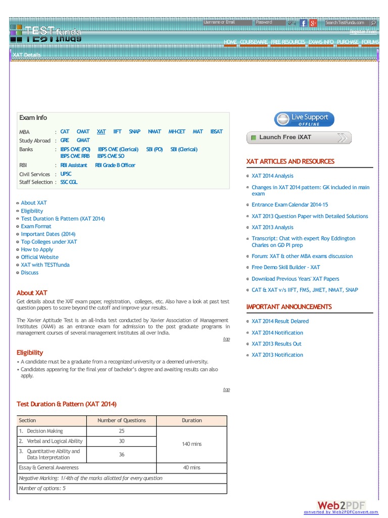 XAT Syllabus TestFunda | PDF | Test (Assessment) | Master Of Business ... XAT Syllabus TestFunda | PDF | Test (Assessment) | Master Of Business ...