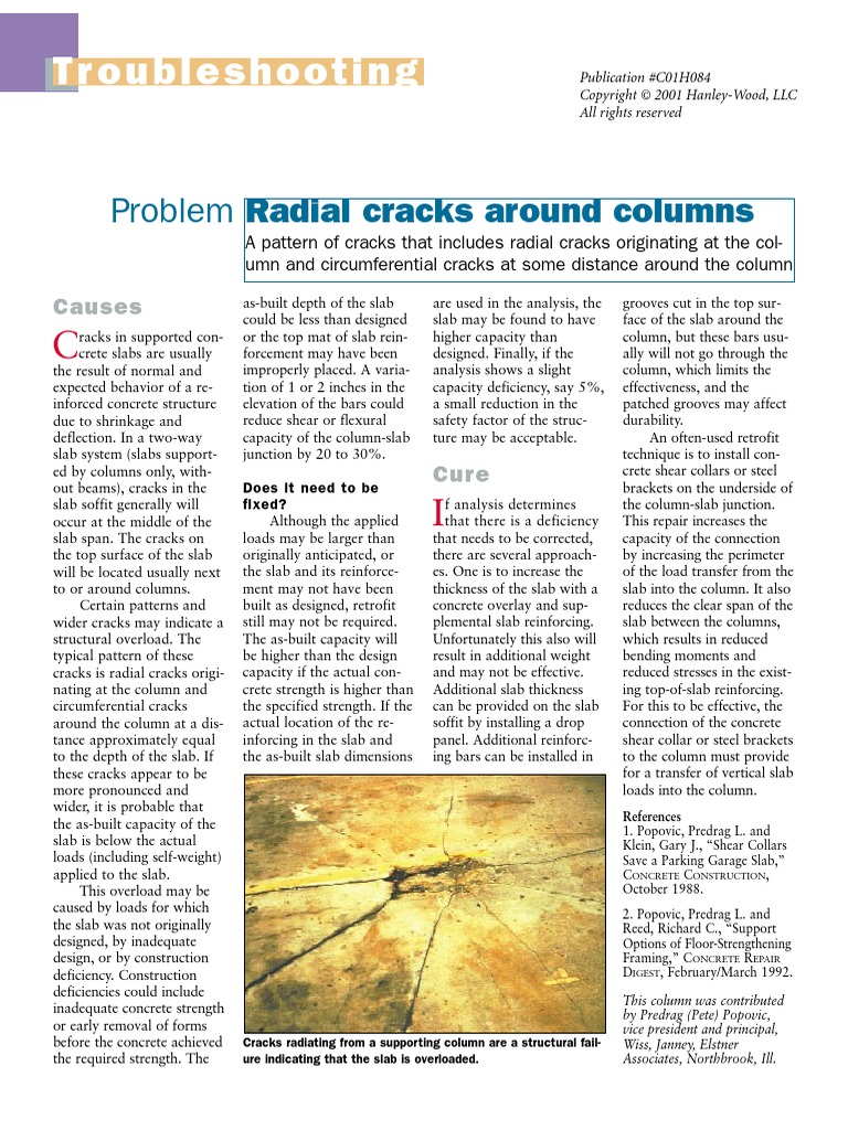 Troubleshooting: Radial Cracks Around Columns Problem | PDF | Column ...