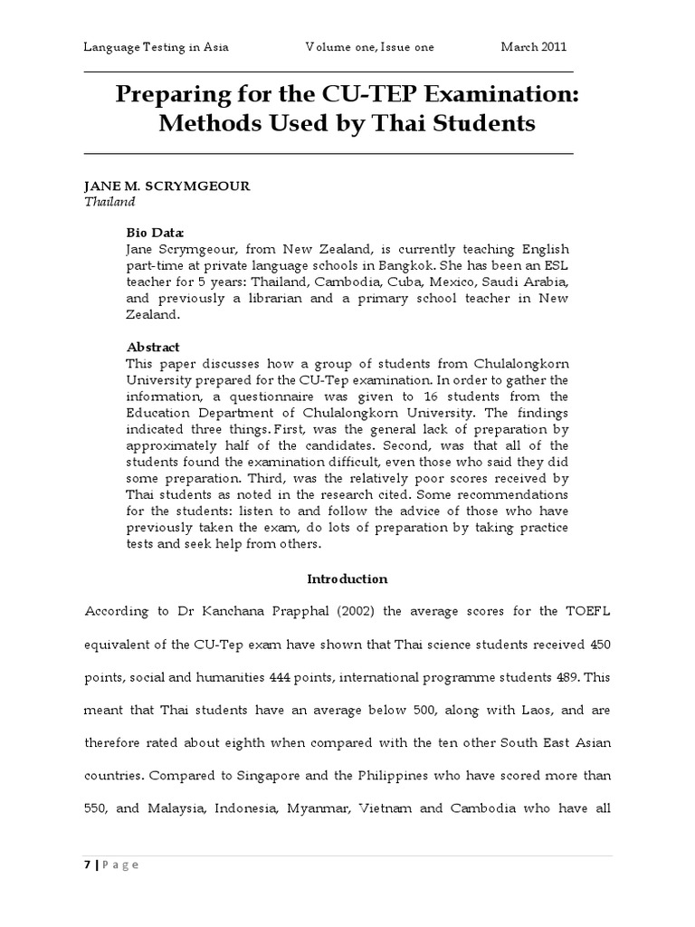 CU-TEP Exam Preparation Insights | PDF | Thailand | Sat