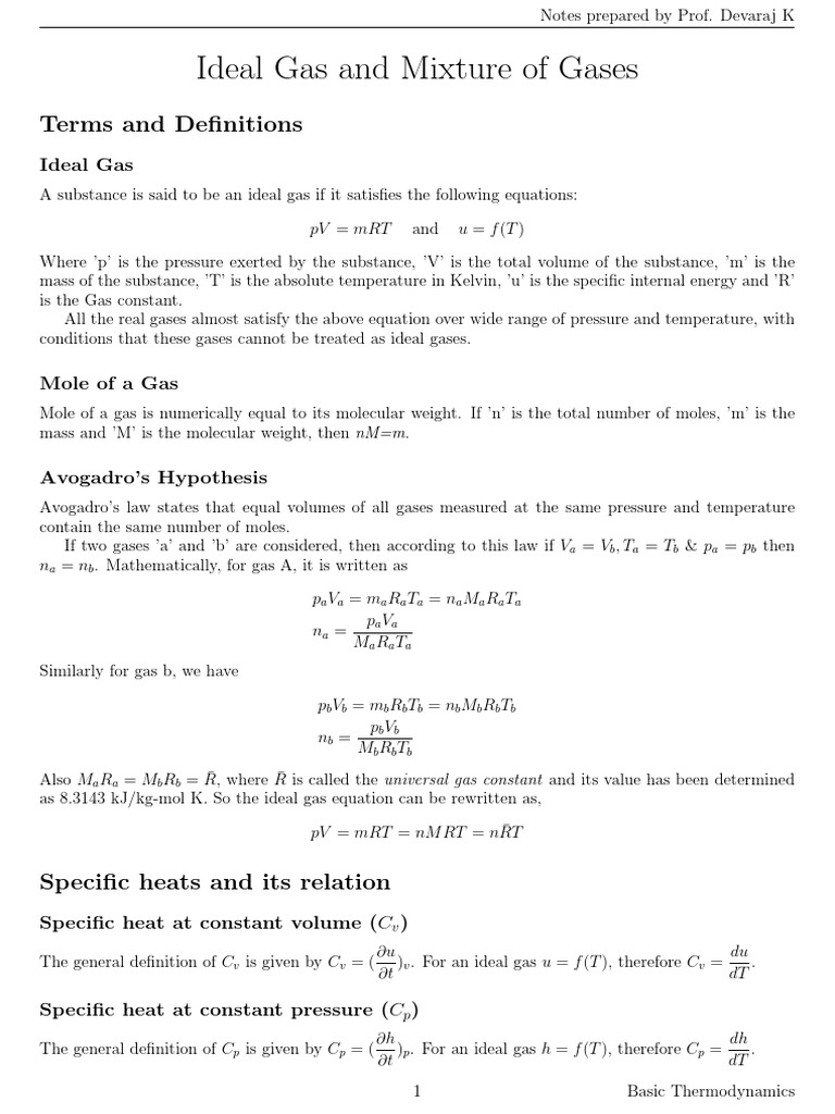 7-Ideal and Real Gas | PDF | Gases | Temperature