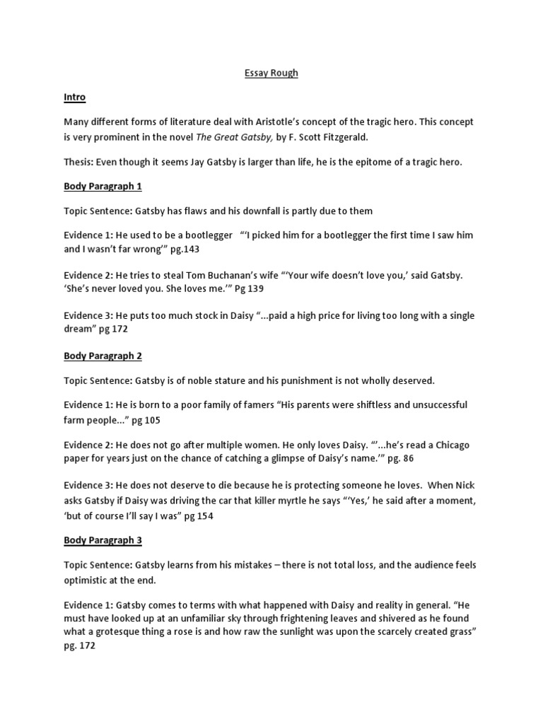 Great Gatsby Essay Outline | PDF | The Great Gatsby