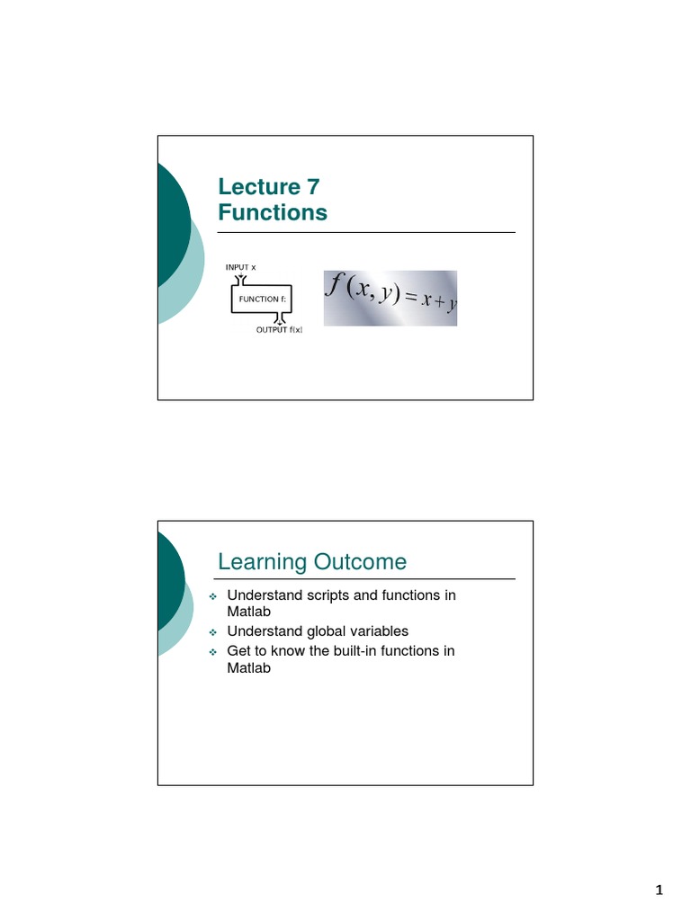 Functions: Learning Outcome | PDF | Parameter (Computer Programming) | Variable (Computer Science)