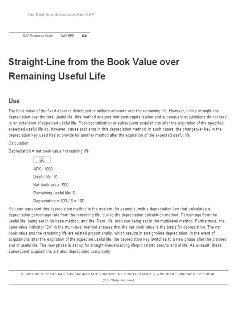 Straight-Line From The Book Value Over Remaining Useful Life - Asset ...