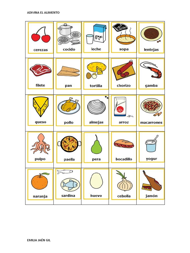 Adivina El Alimento | PDF | Alimentos | Comida y bebida