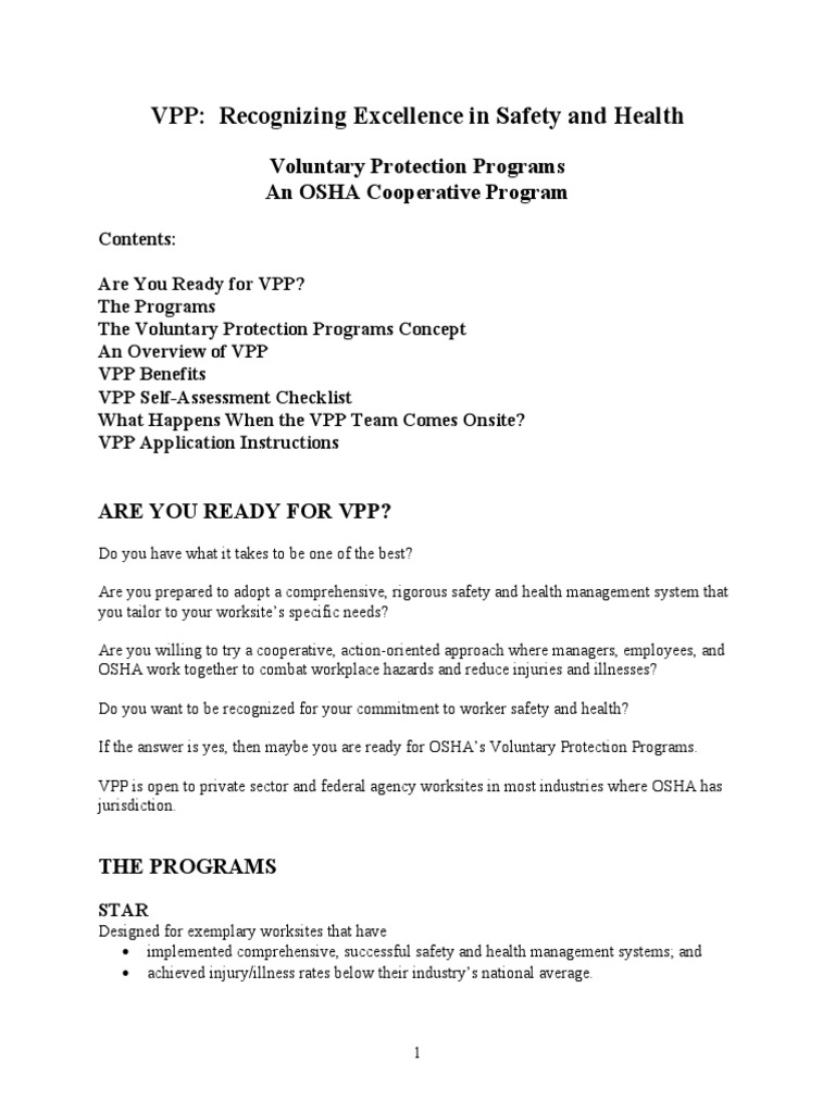Osha VPP | PDF | Occupational Safety And Health Administration ...