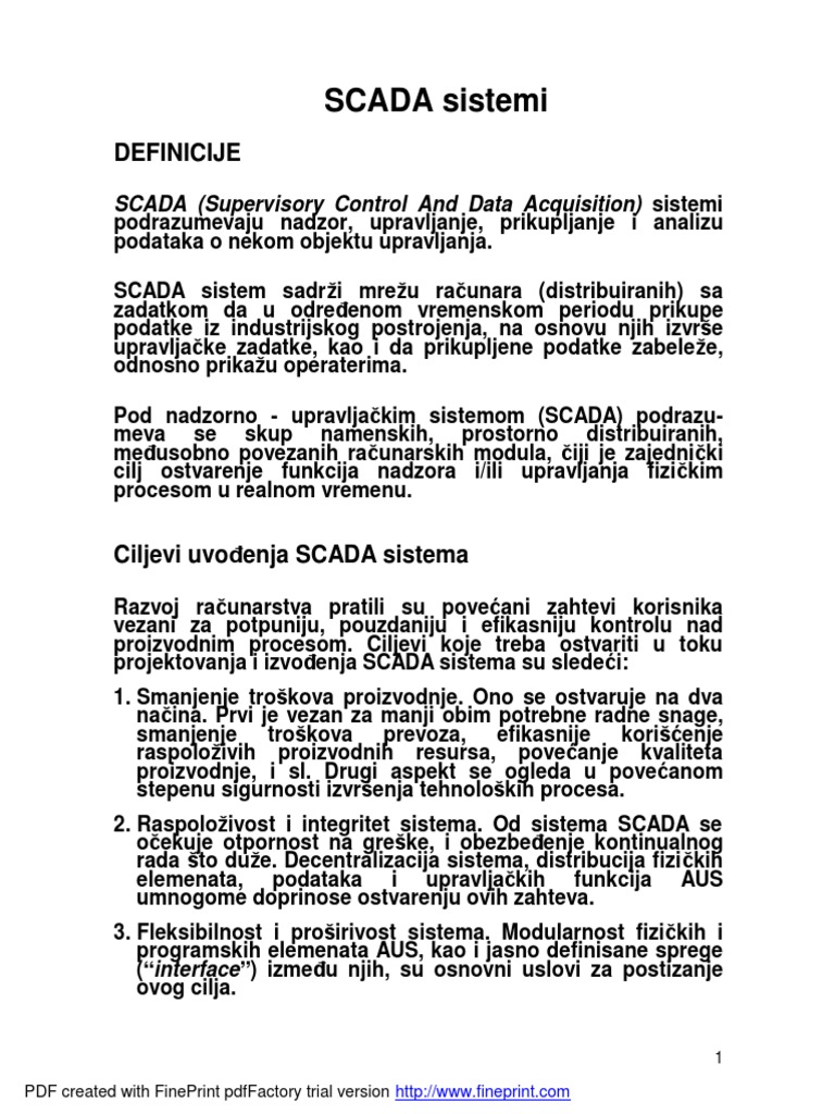 SCADA Sistemi | PDF