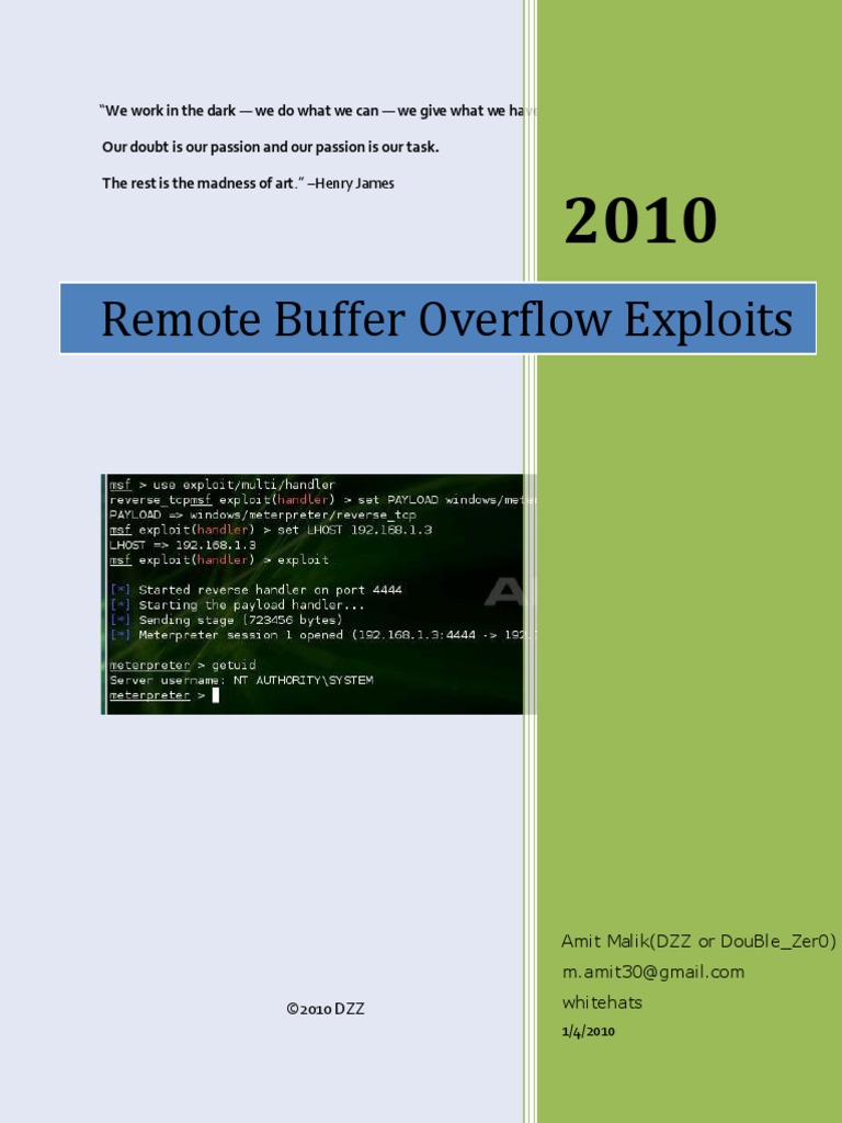Remote Buffer Overflow Exploits Pdf Exploit Computer Security Vulnerability Computing