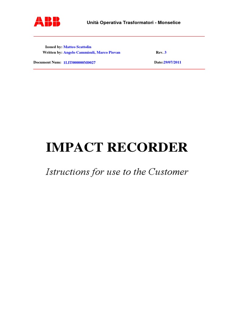 Impact Recorder Usage for Transformers | PDF | Screw | Computing And ...