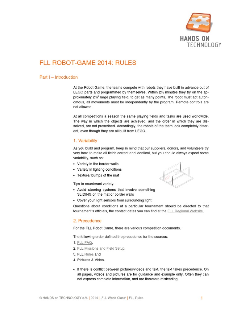 FLL Robot-Game 2014: Rules: Part I - Introduction | PDF | Robotics ...