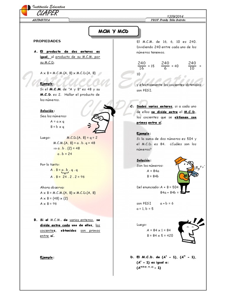 ARIT - 3ero - MCM Y MCD | PDF | Números | Aritmética