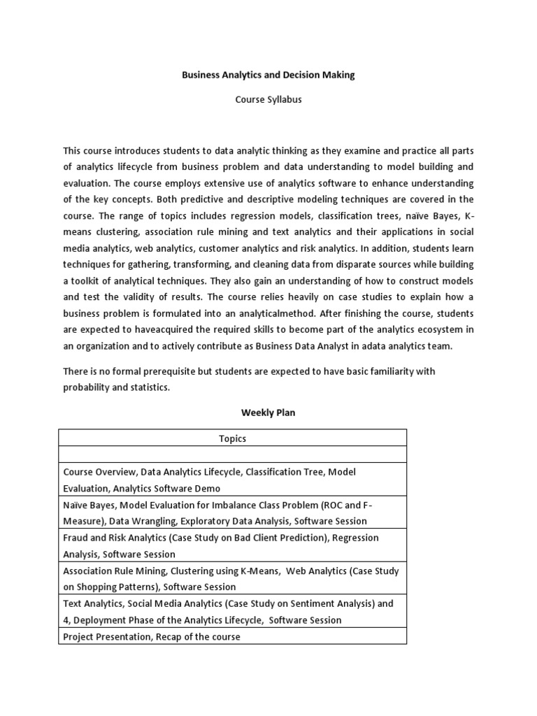 Business Analytics and Decision Making V3.0 | PDF | Analytics | Data ...