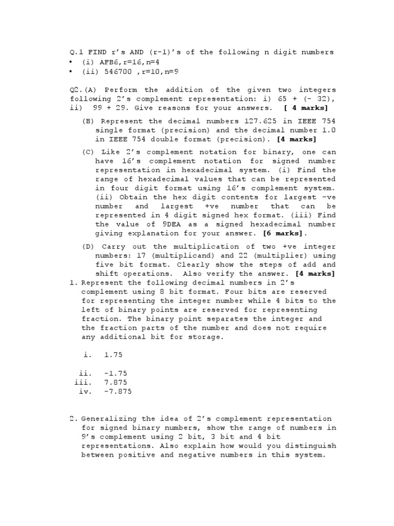 Some Good Number Systems Problems | PDF | Arithmetic | Computer Architecture