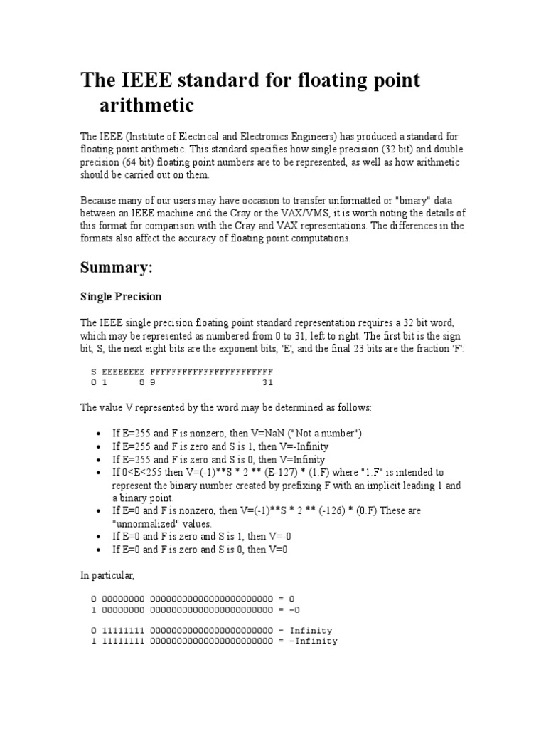 IEEE 754 Floating Point Overview | PDF | Lexicology | Numbers