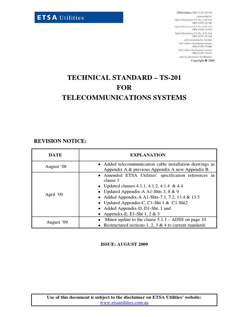 Ts201 Technical Standard For Telecommunications Systems | PDF | Cable ...