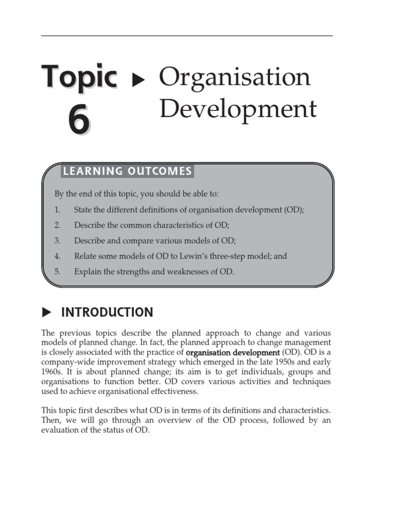 Topic 6 Organisation Development | PDF | Organization Development ...