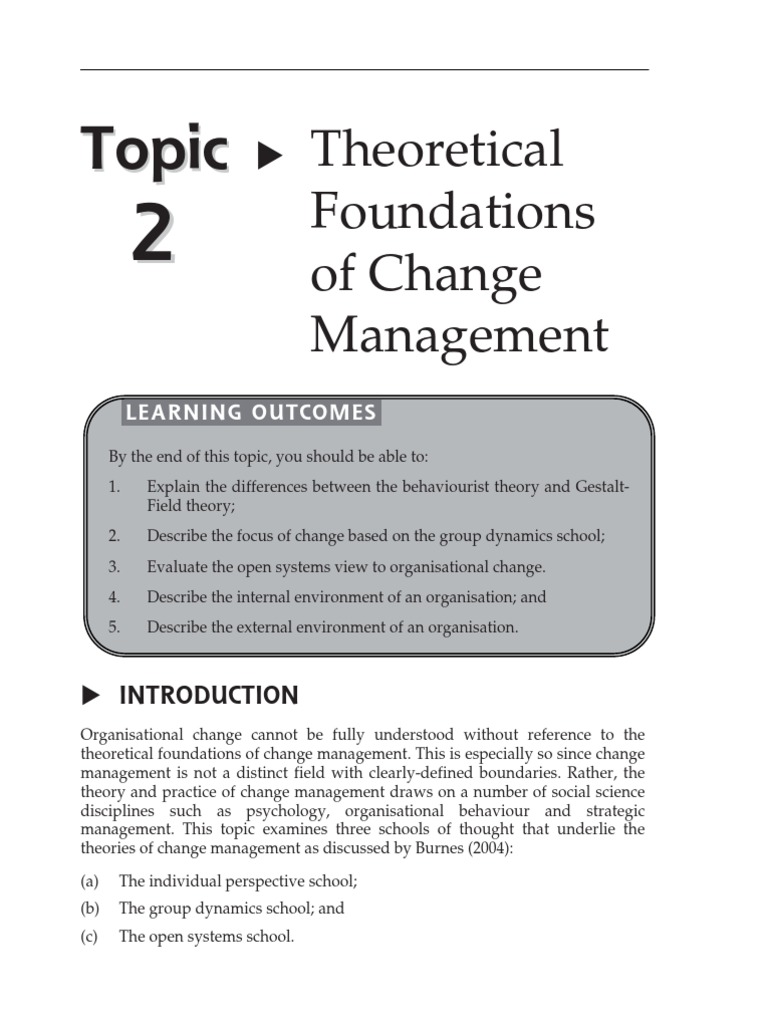 Topic 2 Theoretical Foundations of Change Management | PDF | Social ...