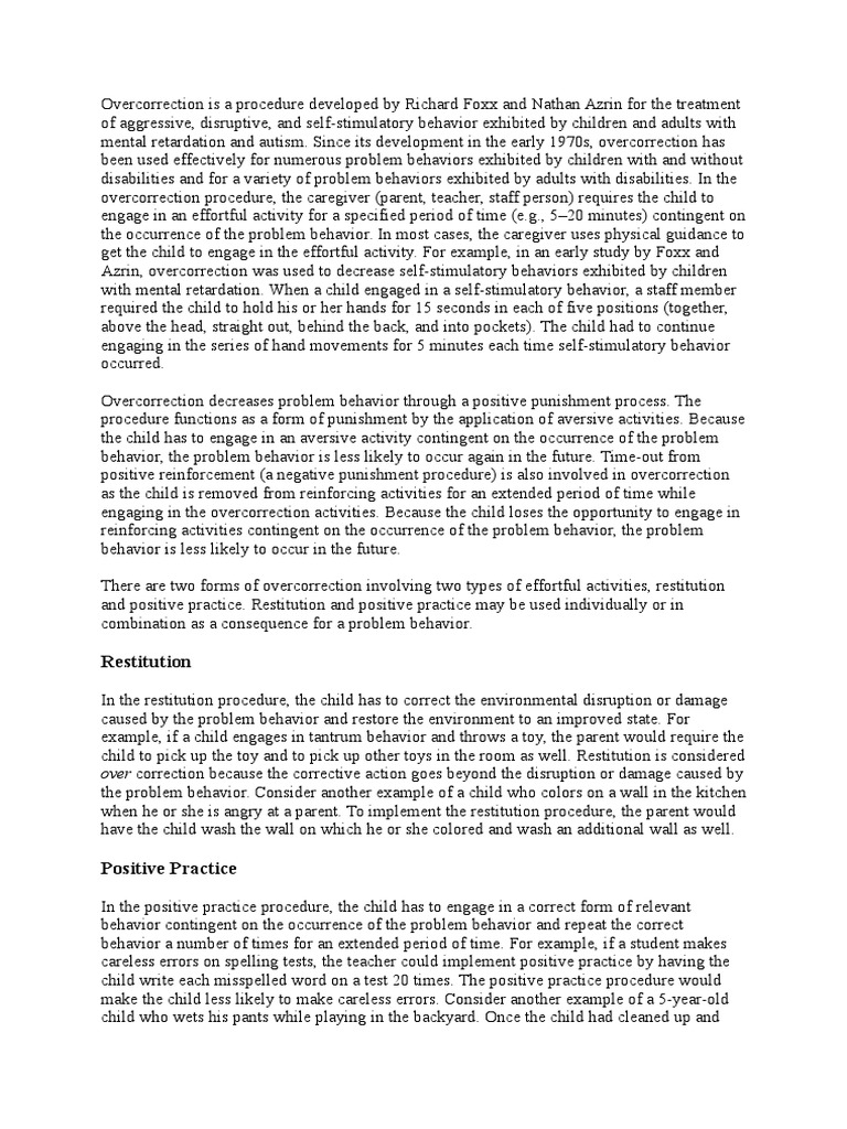 Over Correction | PDF | Nocturnal Enuresis | Reinforcement