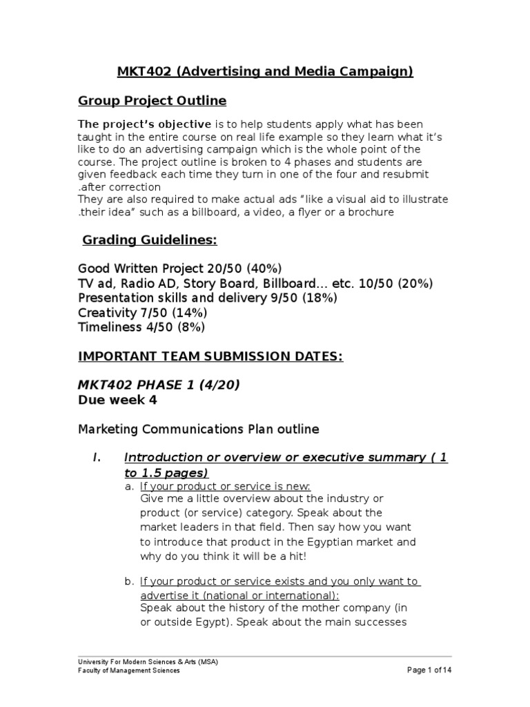 Group Project Outline GRADED | PDF | Advertising | Marketing Communications