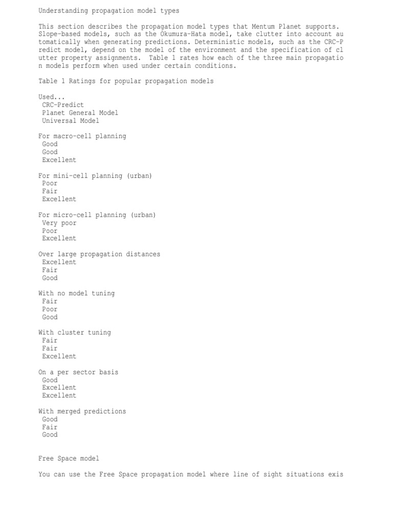 Overview of Propagation Model Types | PDF | Waves | Broadcast Engineering
