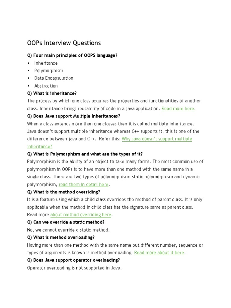 Oops Interview Questions Read More Here Pdf Constructor Object Oriented Programming