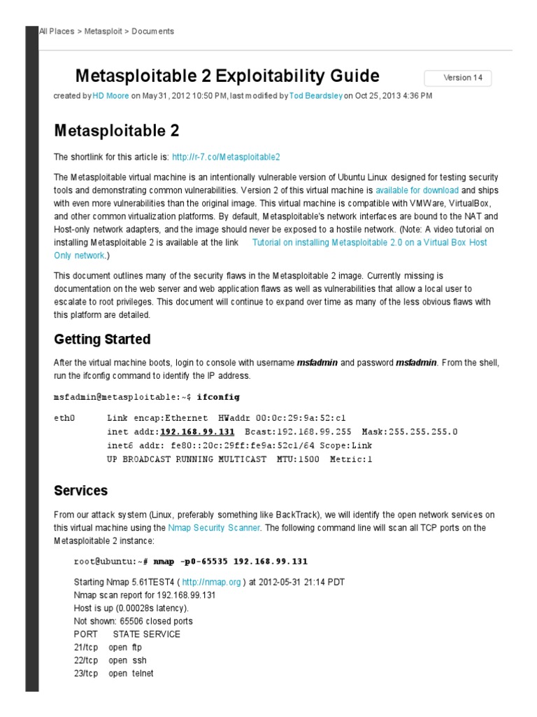 Metasploitable 2 Exploitability Guide - SecurityStreet | PDF | Http ...