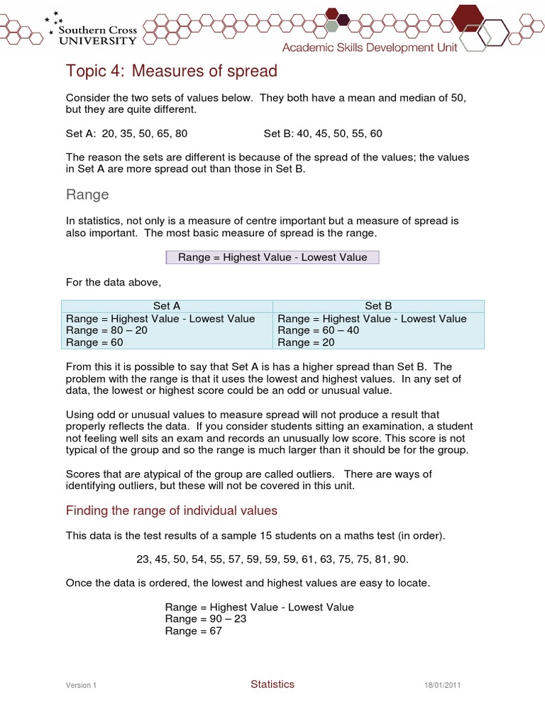 Measures of Spread in Statistics | PDF