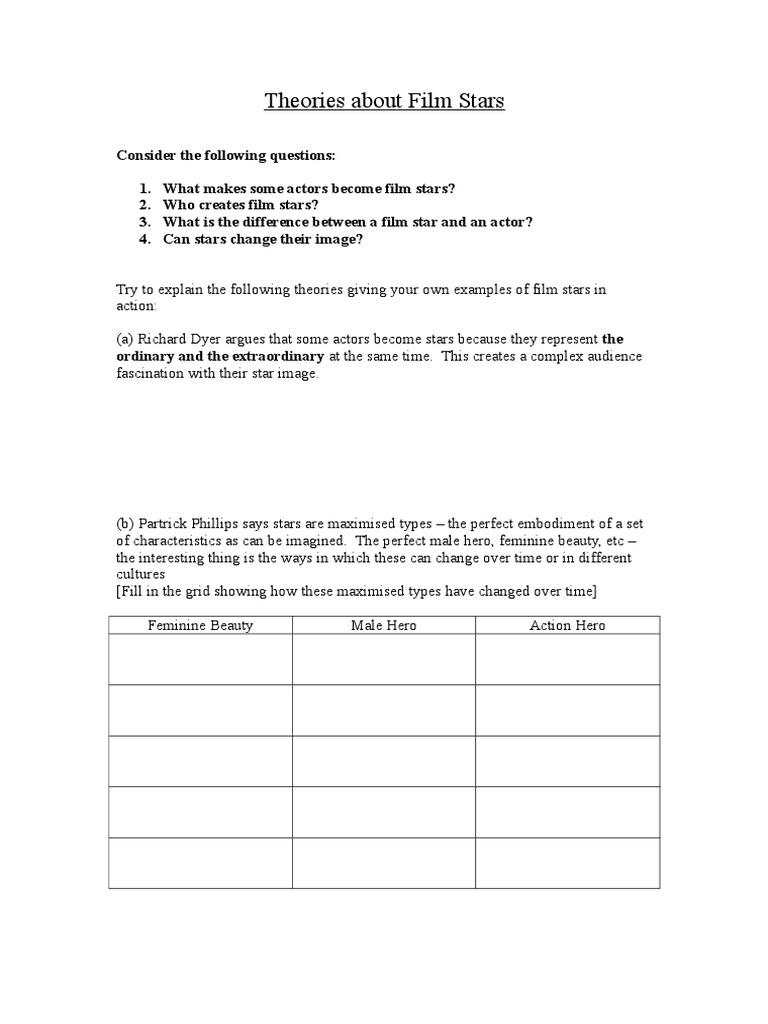 Film Star Theories | PDF | Young Adult | General Fiction