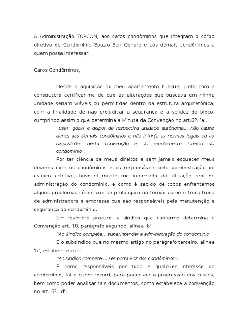 Carta de Esclarecimentos | PDF | Condomínio | Justiça