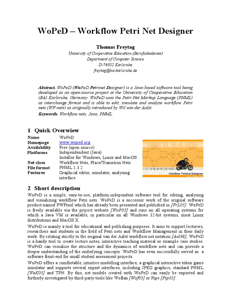 Woped - Workflow Petri Net Designer: 1 Quick Overwiew | PDF | File Format | Java (Programming ...