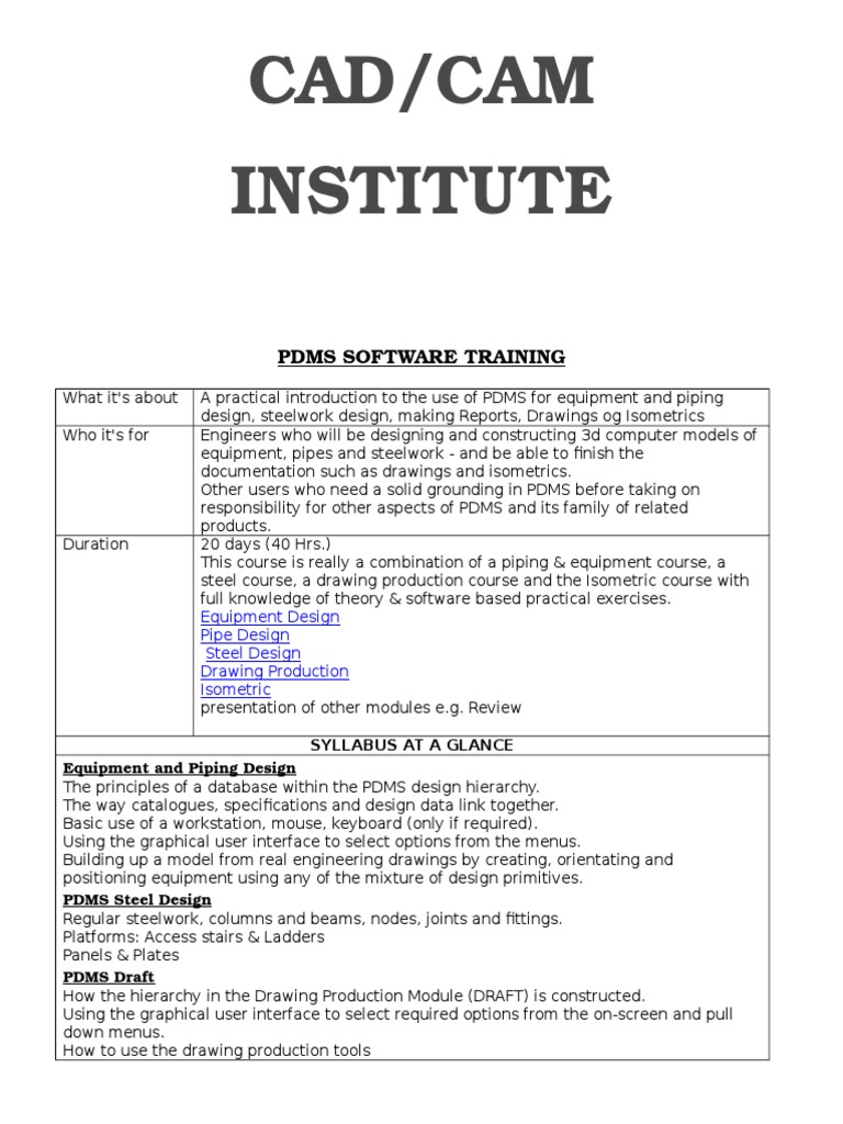PDMS Software Training Overview | PDF | 2 D Computer Graphics ...