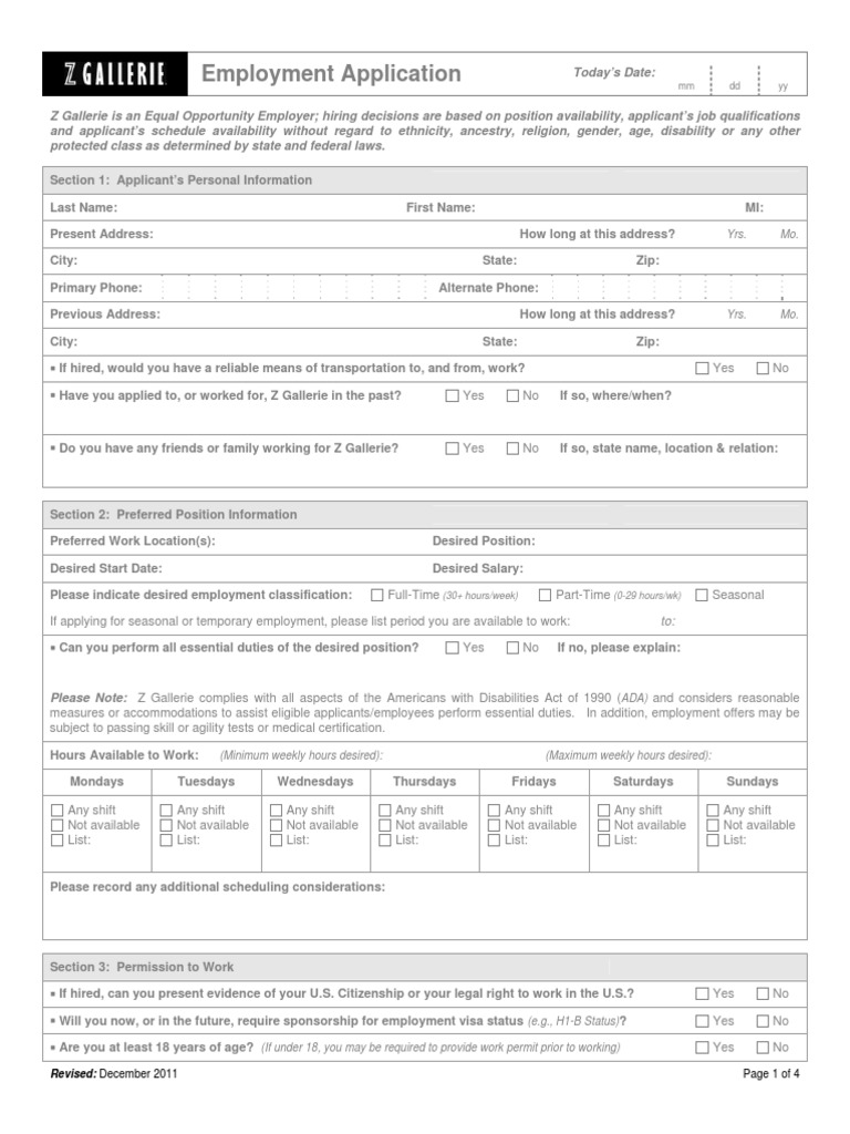 Employment Application: Yrs. Mo | Download Free PDF | Race And ...