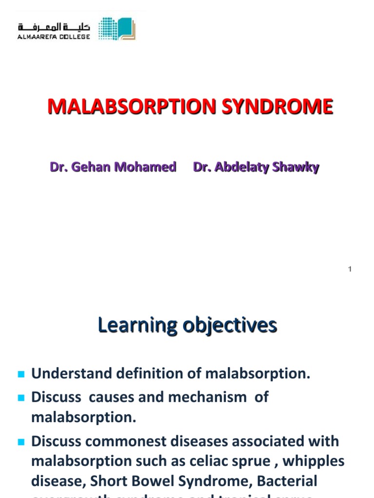 Malabsorption Syndrome: Dr. Gehan Mohamed Dr. Abdelaty Shawky | PDF | Coeliac Disease ...