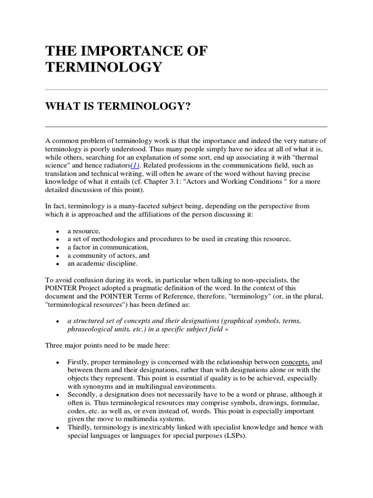 The Importance of Terminology | PDF | Dictionary | Part Of Speech