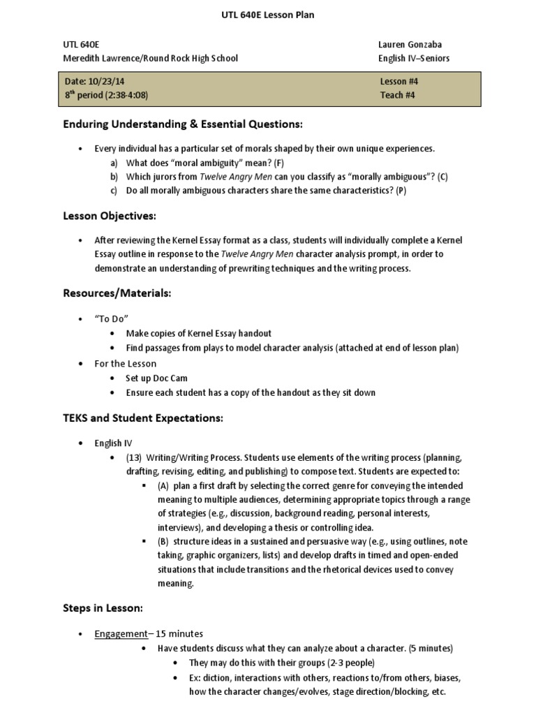Enduring Understanding & Essential Questions:: "To Do" | PDF | Essays ...