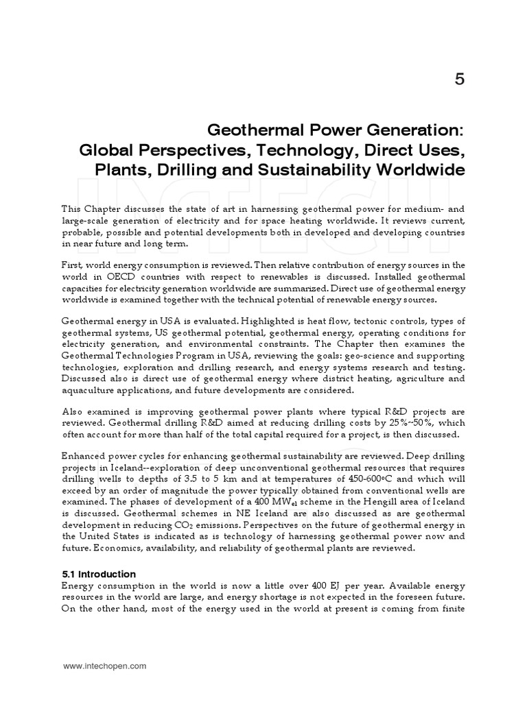 Geothermal Power Generation: Global Perspectives, Technology, Direct ...