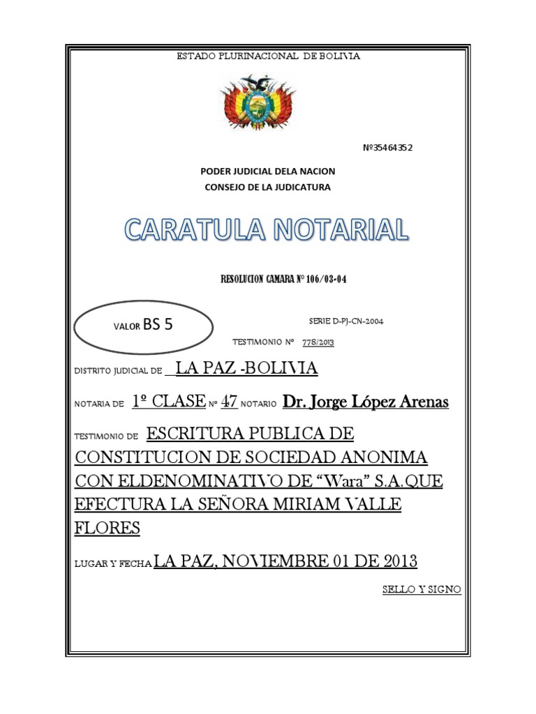 Caratula Notarial | PDF