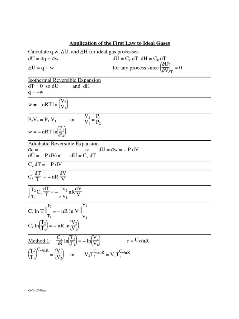 Ideal Gas Formulas | PDF
