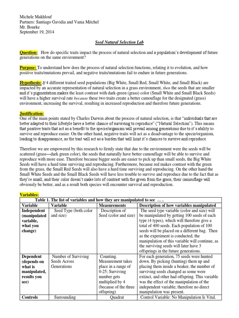 Natural Lab Selection | PDF | Natural Selection | Evolution