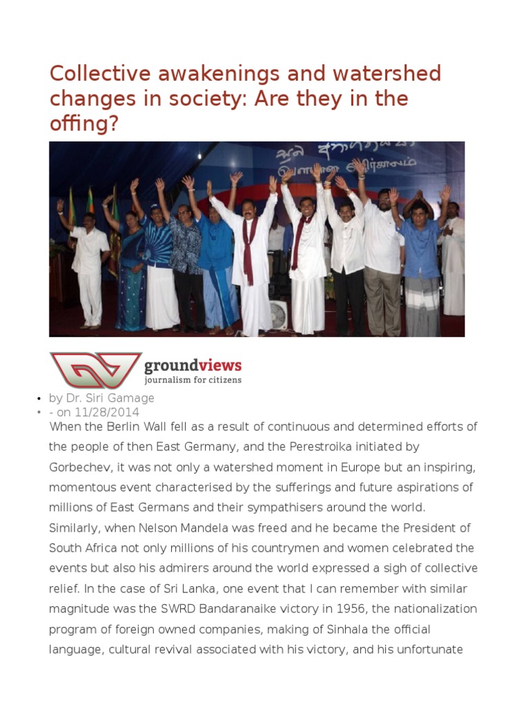 Collective Awakenings and Watershed Changes in Society Are They in The ...