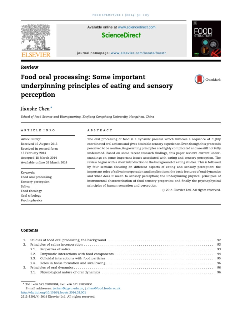 Food Oral Processing Some Important Underpinning Principles of Eating ...