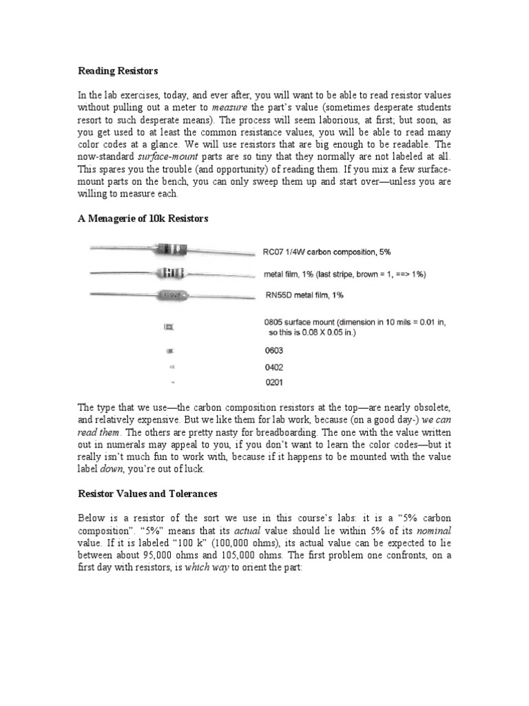 Reading Resistors | PDF | Resistor | Electrical Components